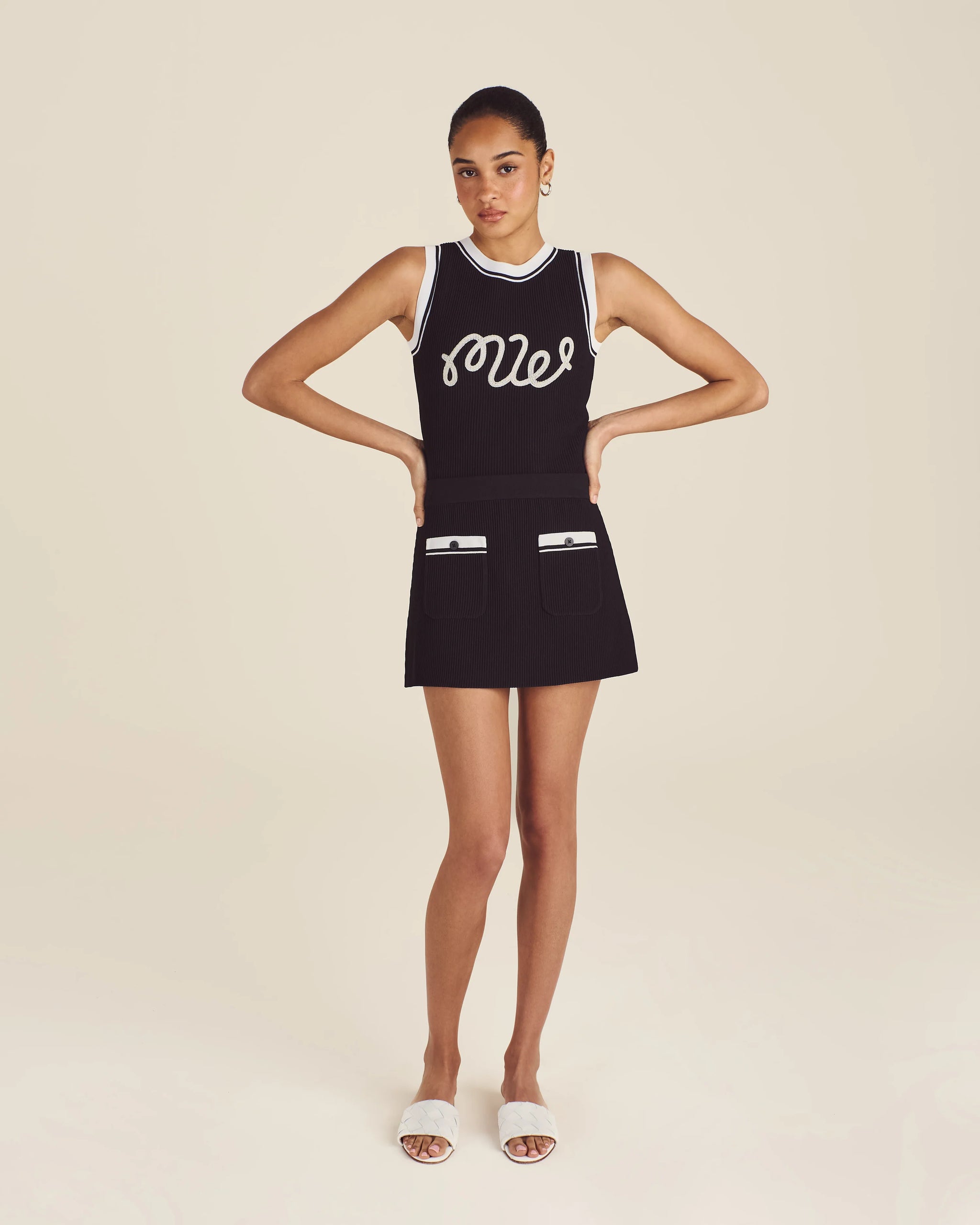 Luna Rib Knit Tank - Black